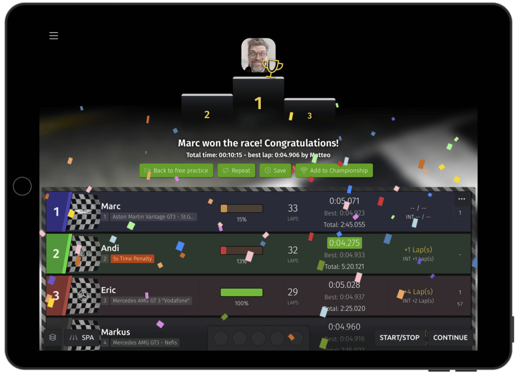 Free Practice, Qualifyings & Races - SmartRace for Scalextric ARC